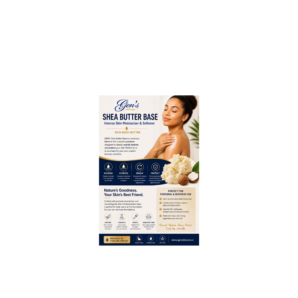 GEN Calming Shea Butter Body Butter Base for Dry Skin, 1 Gal